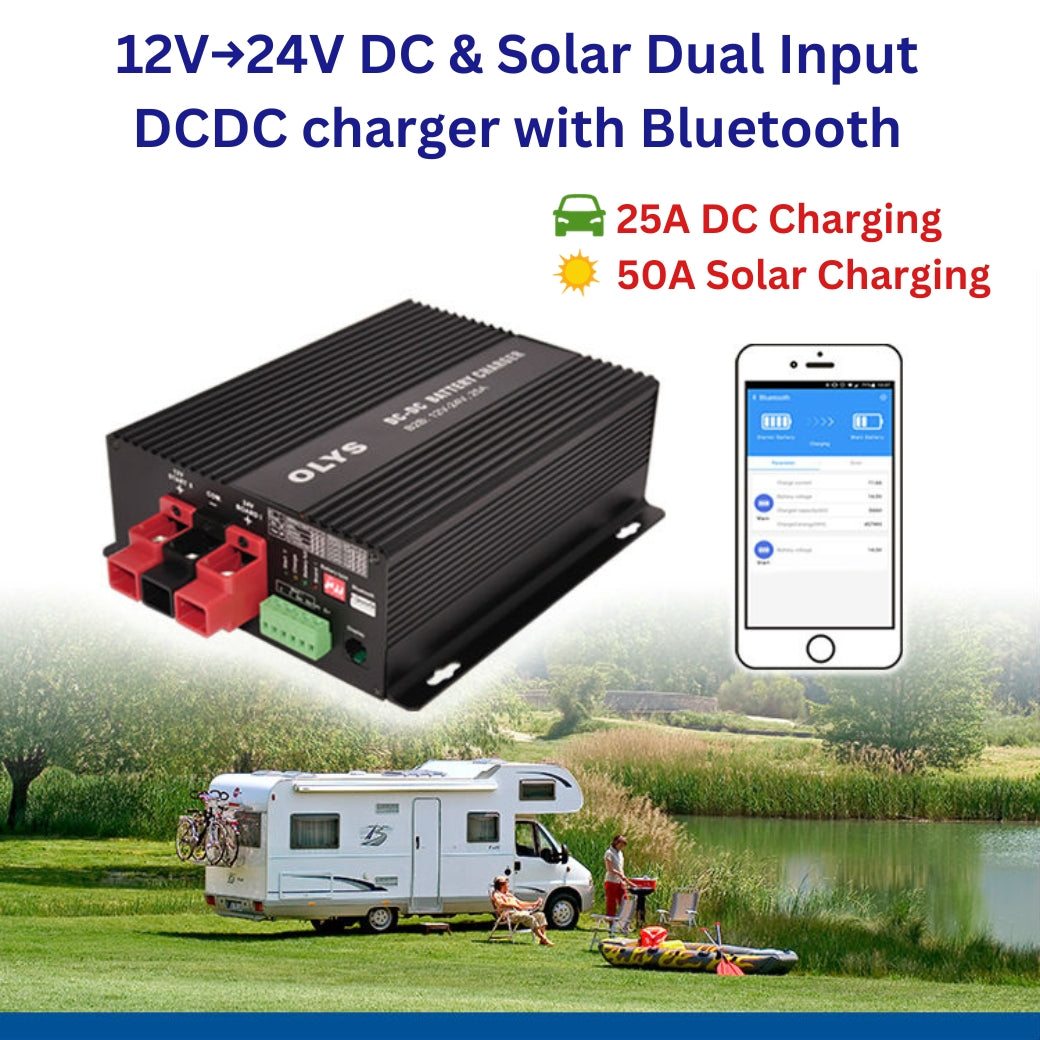 12V to 24V 25A DC to DC Charger with 30A Solar Input – LiFePO4 OZ
