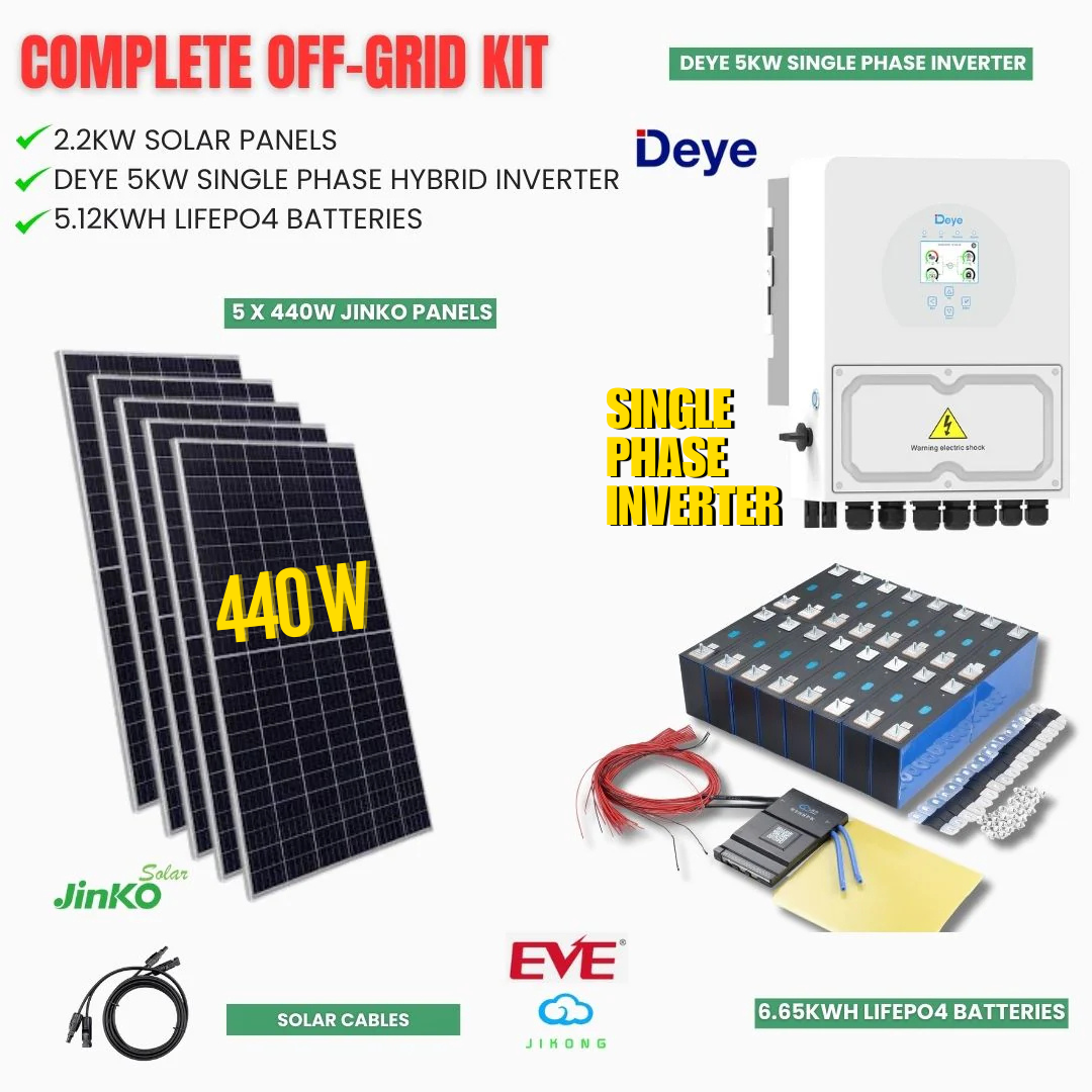 Off Grid Solar System/Kits - DEYE Inverter Single Phase - 440W Jinko ...